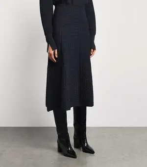 Molli Virgin Wool-blend Basket-weave Midi Skirt