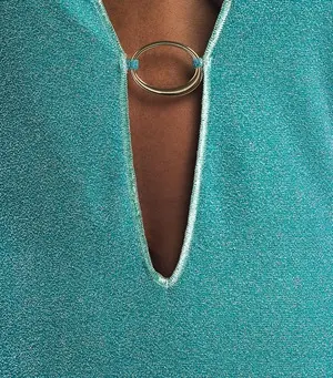 Oseree Lumière Kaftan Maxi Dress With O-ring Detail - Turquoise