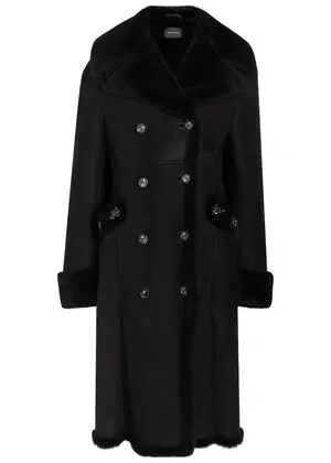 Simone Rocha Double-breasted Shearling Coat - Black