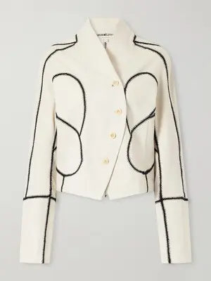 DIOTIMA Idolo Stitch-detailed Wool-gabardine Jacket - Neutrals
