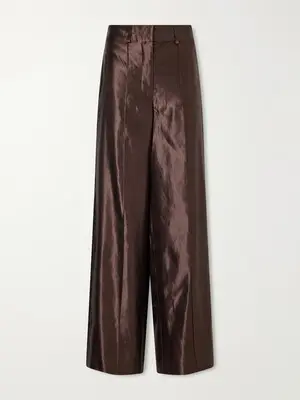 JOSEPH Jnane Linen And Silk-blend Wide-leg Pants - Brown