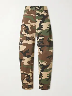 NILI LOTAN Tribeca Cotton Straight-leg Pants - Green