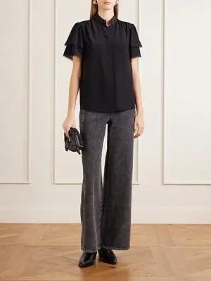 FRAME Arcadia Lace-trimmed Silk Blouse