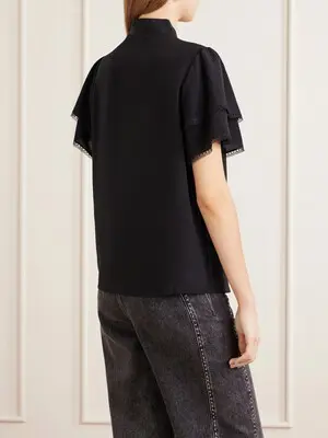 FRAME Arcadia Lace-trimmed Silk Blouse