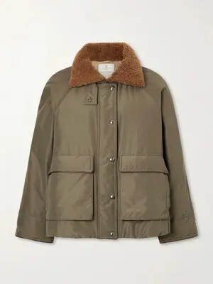 Brunello Cucinelli Shearling-trimmed Padded Cotton-blend Down Jacket - Green