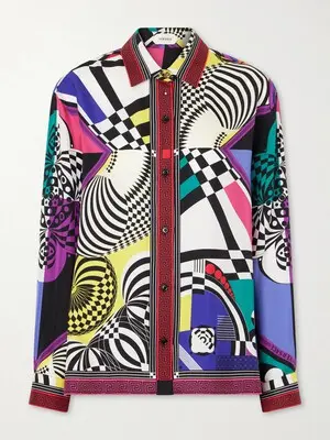 Versace Printed Silk-satin Shirt - Purple