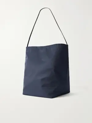 VALESQUE Bucket Leather-trimmed Satin-shell Tote