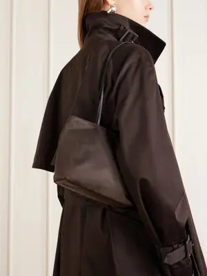 VALESQUE Spaghetti Leather-trimmed Satin Shoulder Bag