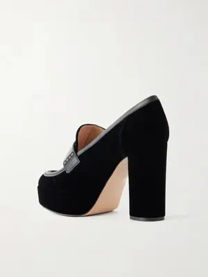 GIANVITO ROSSI Hadden Block Heel Platform Loafer Pumps - Black