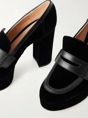 GIANVITO ROSSI Hadden Block Heel Platform Loafer Pumps - Black