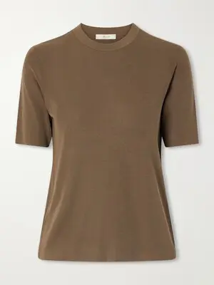 THE ROW Ozzi Silk-blend T-shirt - Brown