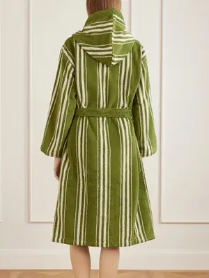 AUTUMN SONATA Charlotte Striped Cotton-terry Robe