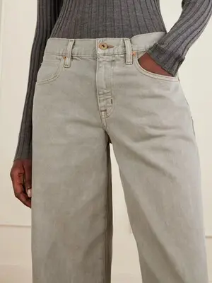 SLVRLAKE Mica Low-rise Wide-leg Jeans In Washed Grey - Green