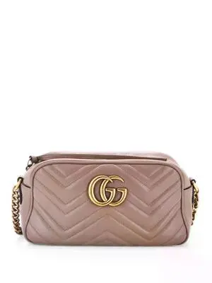 Gucci Gg Marmont Shoulder Bag Matelasse Leather Small Crossbody Bag - Neutrals