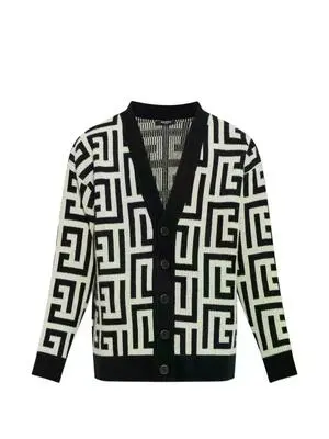 Balmain Monogram-pattern Cardigan - Black