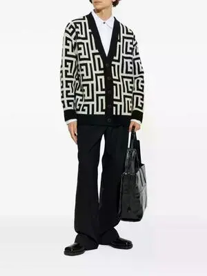 Balmain Monogram-pattern Cardigan