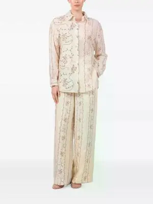 Agua Bendita Cecilia Navegante Embroidered Linen Shirt