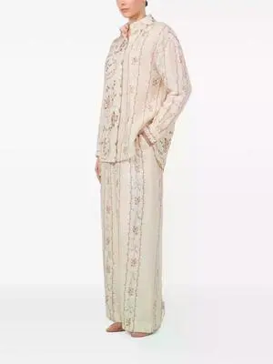 Agua Bendita Cecilia Navegante Embroidered Linen Shirt