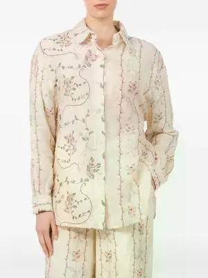 Agua Bendita Cecilia Navegante Embroidered Linen Shirt