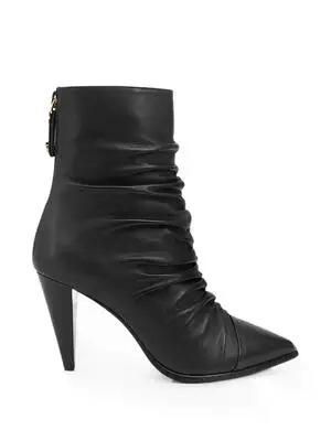 Pinko Ruched Pointed-toe Ankle Boots - Black