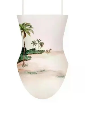 Agua Bendita Palm Tree Print One Piece Swimsuit