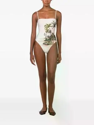 Agua Bendita Palm Tree Print One Piece Swimsuit