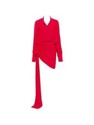 Norma Kamali Bow-detail Draped Asymmetric Mini Dress