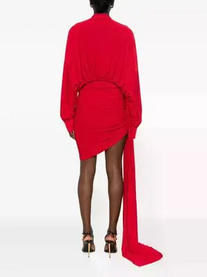 Norma Kamali Bow-detail Draped Asymmetric Mini Dress