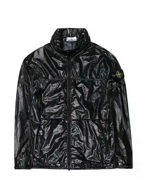 Stone Island Logo-patch Crinkled-finish Jacket - Black