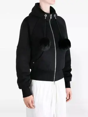 Moose Knuckles Oro Bunny Pom-pom Zip-up Reversible Hoodie