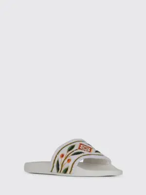 Casablanca Floral Embroidered Cotton Terry Pool Slides