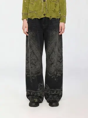 R13 Wide-leg Jeans In Used-effect Denim - Black