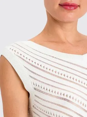 TWINSET Perforated Viscose Blend Knit Top