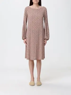 Malìparmi Boat Neck Floral Print Mini Tunic In Viscose Jersey - Brown