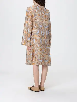Malìparmi Short Silk Twill Tunic With Floral Print And V-neck - Multicolor