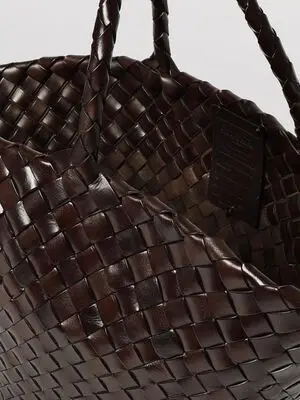 Dragon Diffusion Egola Woven Leather Shoulder Bag With Double Handles - Burnt