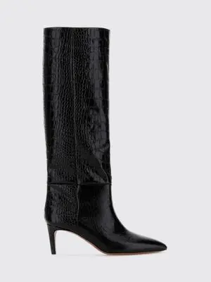 Paris Texas Croc-effect Leather Knee-high Boots With Stiletto Heel - Charcoal