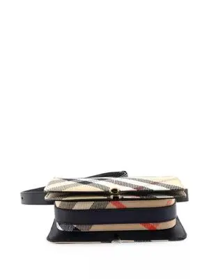Burberry Snip Shoulder Bag Check Jacquard With Leather Crossbody Bag