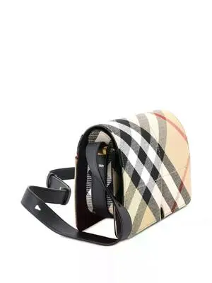 Burberry Jacquard Check Shoulder Bag With Leather Trim