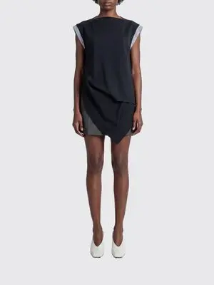 Sacai Asymmetric Cotton Blend Dress - Grey