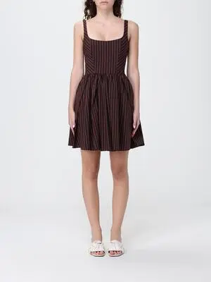 Patrizia Pepe Striped Cotton Mini Dress - Brown