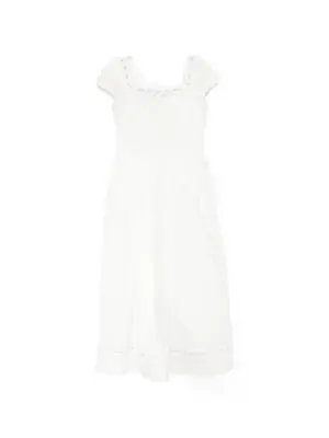 Posse Veda Crochet-trim Midi Dress - White