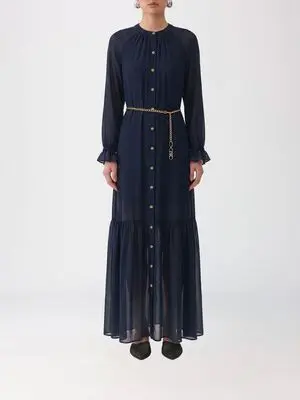 Michael Kors Georgette Dress With Belt - Blue