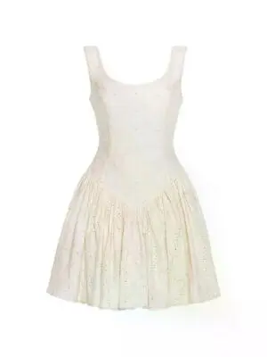 Agua Bendita Pluma Playa Eyelet Mini Dress - Neutrals