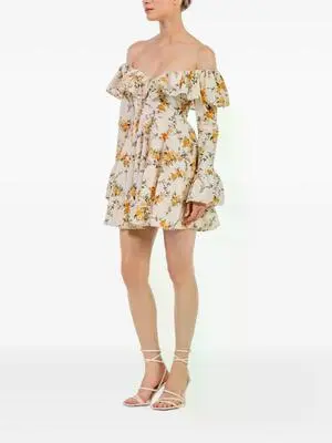 Agua Bendita Floral Print Off-the-shoulder Mini Dress