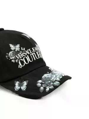Versace Logo-print Floral-print Baseball Cap