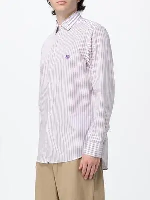 Etro Striped Cotton Poplin Shirt With Embroidered Cube Logo