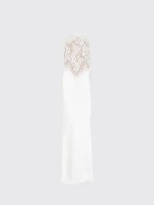 Retrofete Halterneck Satin Bridal Slip Gown Retrorfete With Lace Inserts - Ivory