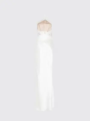 Retrofete Halterneck Satin Bridal Slip Gown Retrorfete With Lace Inserts - Ivory