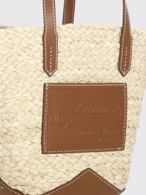 LANVIN Catch Woven Raffia Handbag With Leather Handles